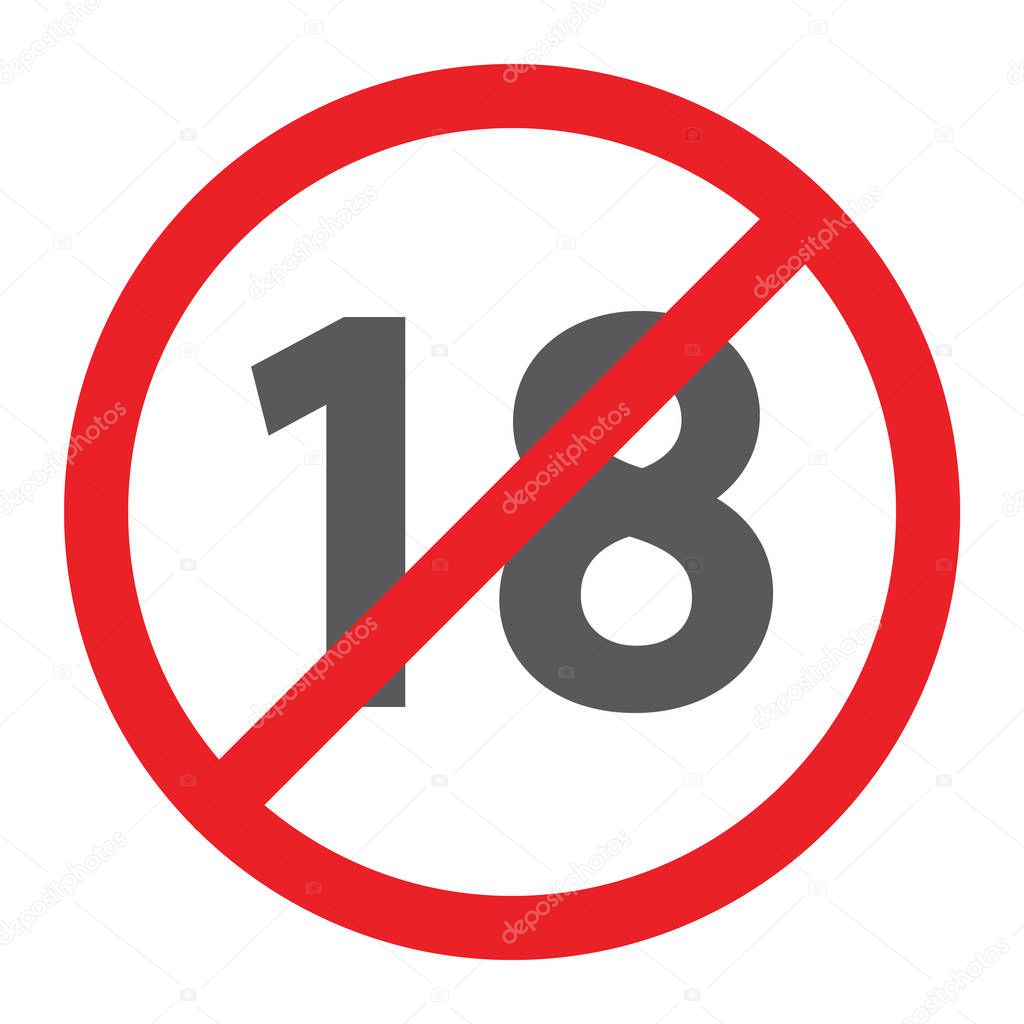 No 18 más icono de glifo, prohibido y prohibición, signo de restricción ...