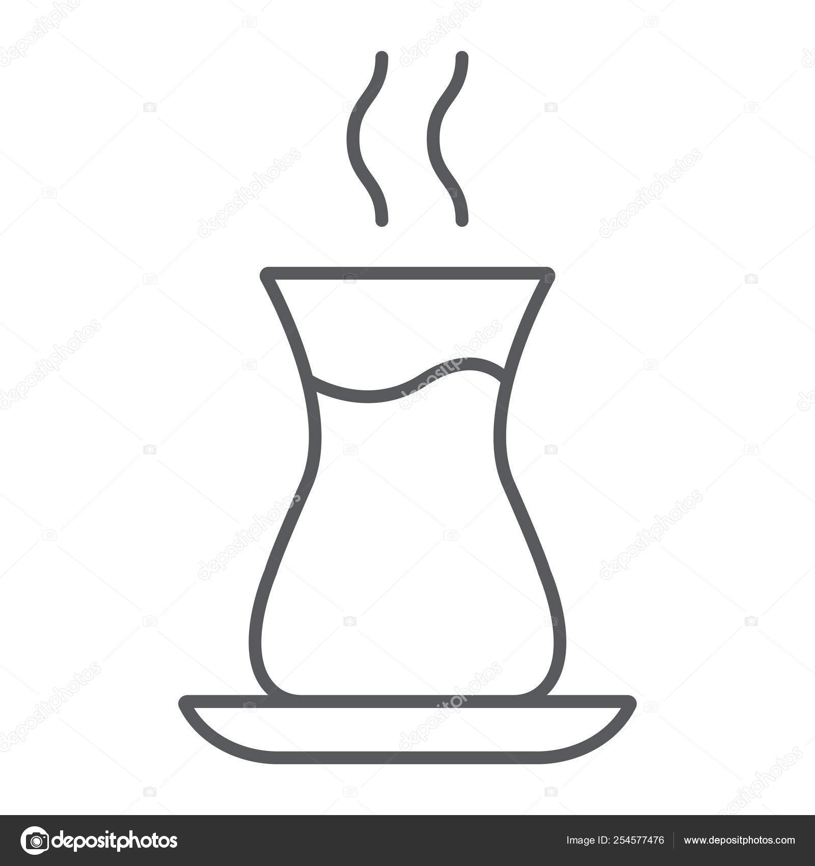 Turkish tea thin line icon, arab and drink, east tea cup sign, vector ...