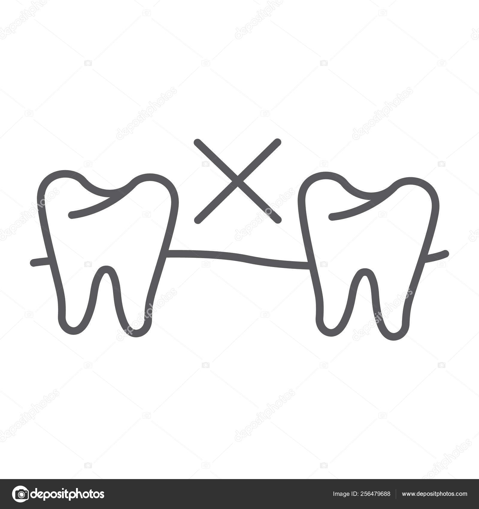 No tooth thin line icon, mouth and dental, missing tooth sign, vector ...