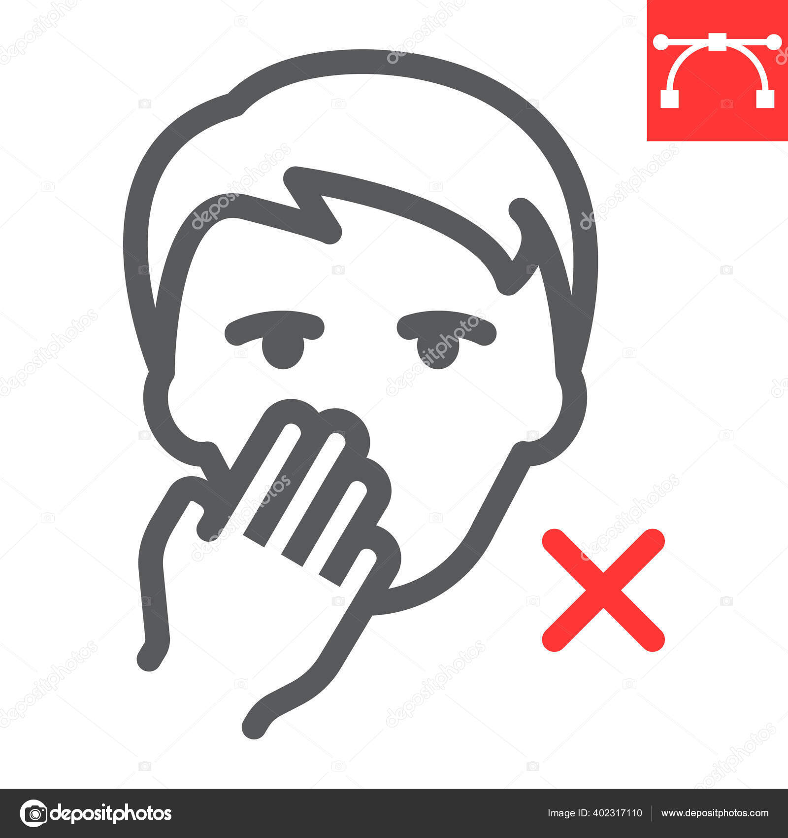 Do not touch your face line icon, coronavirus and covid-19, don t touch ...