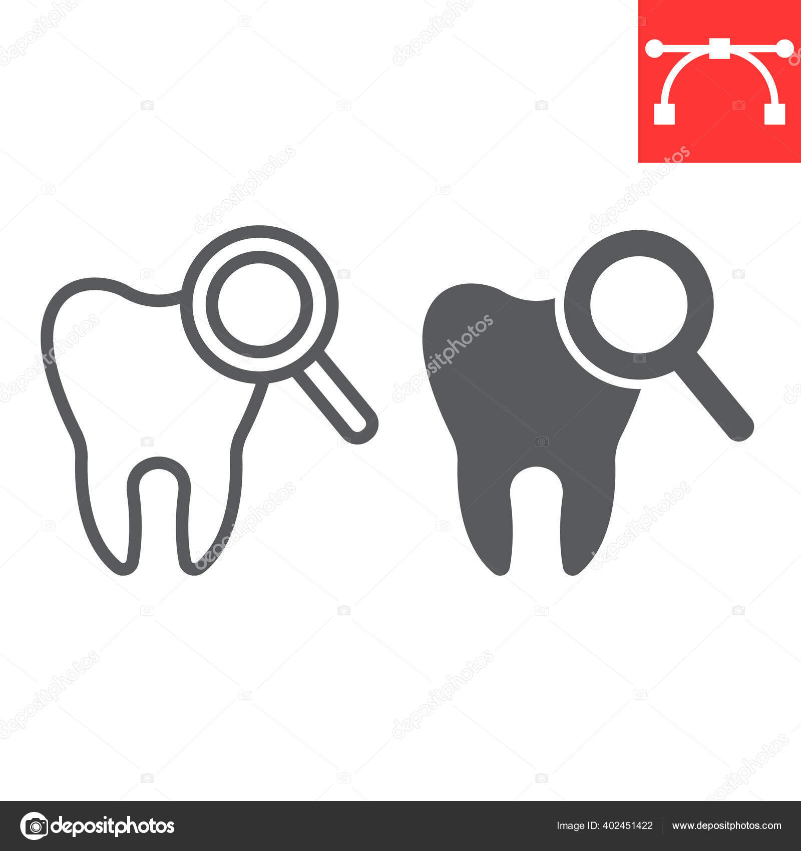 Dental checkup line and glyph icon, dental and stomatolgy, teeth check ...