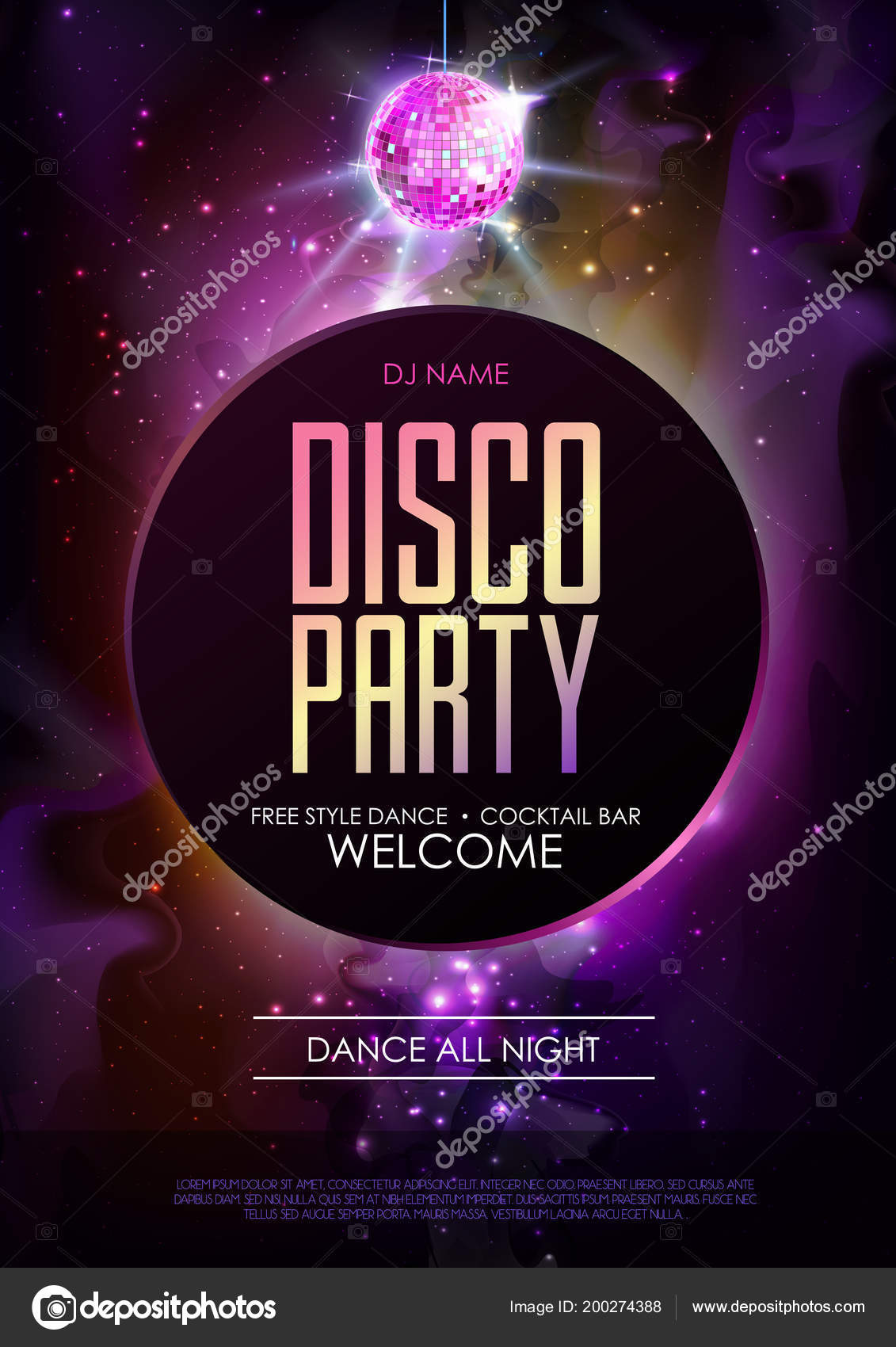 Disco Ball Background Disco Party Poster Open Space Background Stock ...