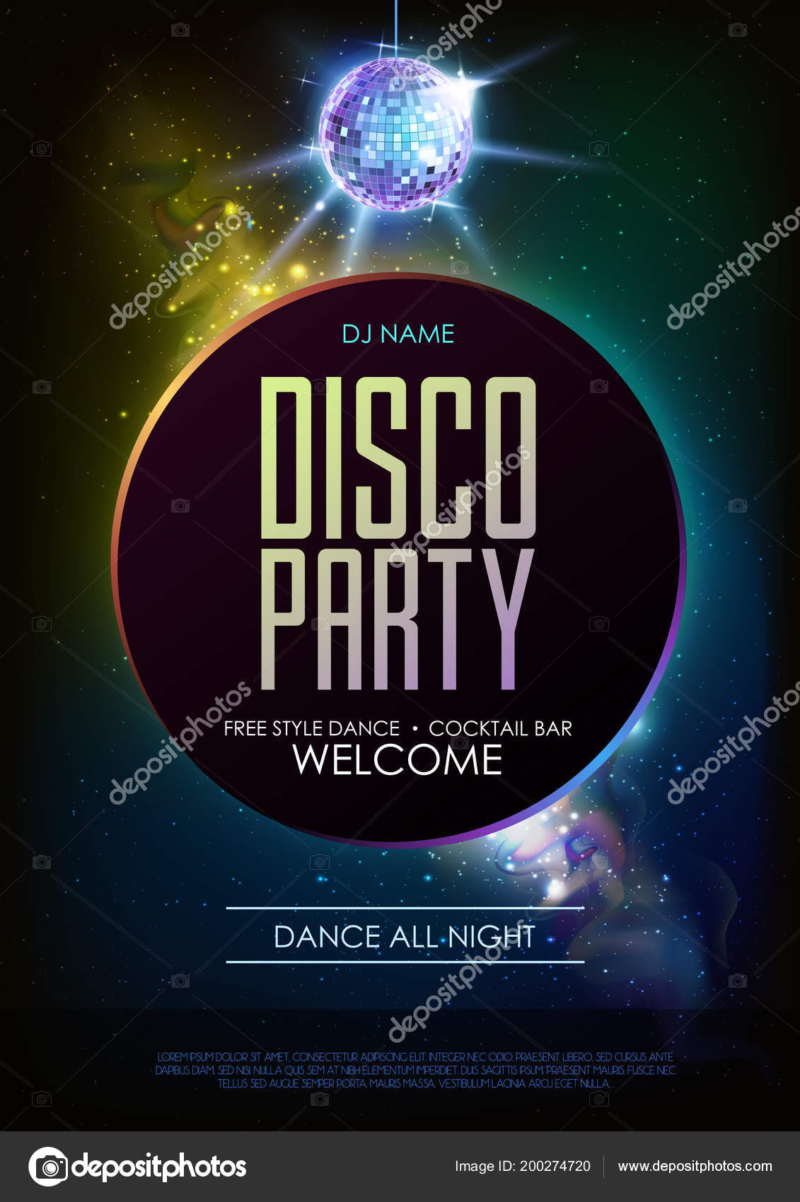 Disco Ball Background Disco Party Poster Open Space Background Stock ...
