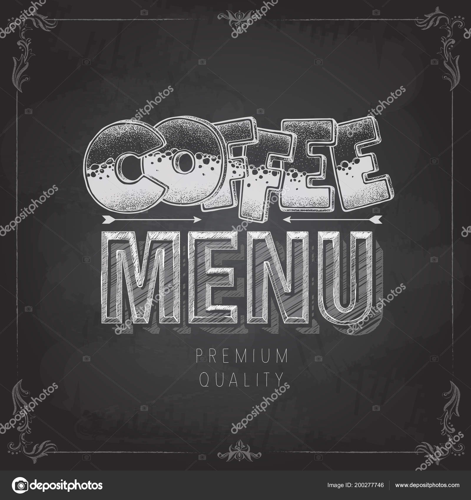 Chalk Drawing Typography Coffee Menu Design Lettering Poster Stock ...