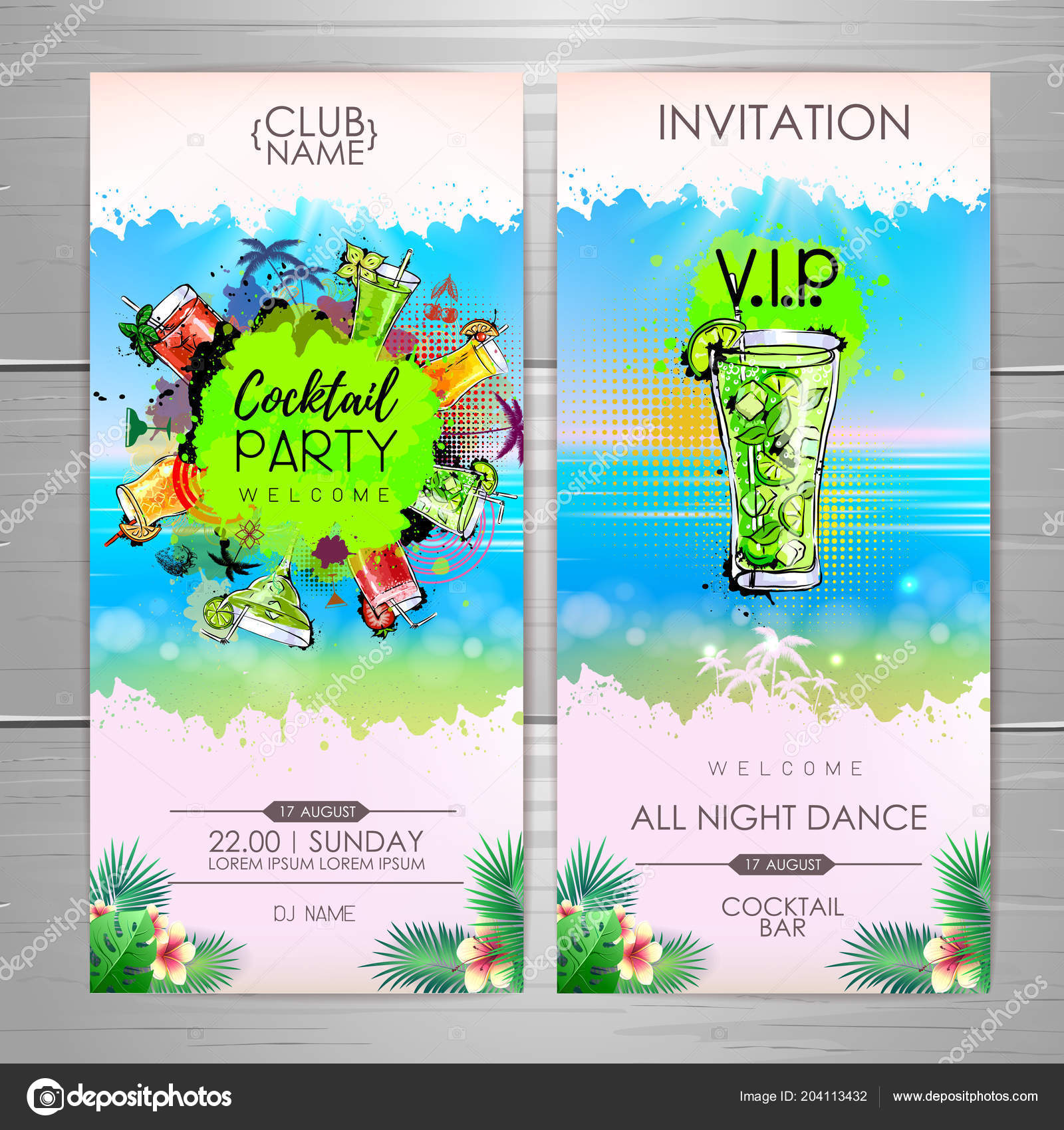 Summer Cocktail Party Poster Design Cocktail Menu Invitation Design ...