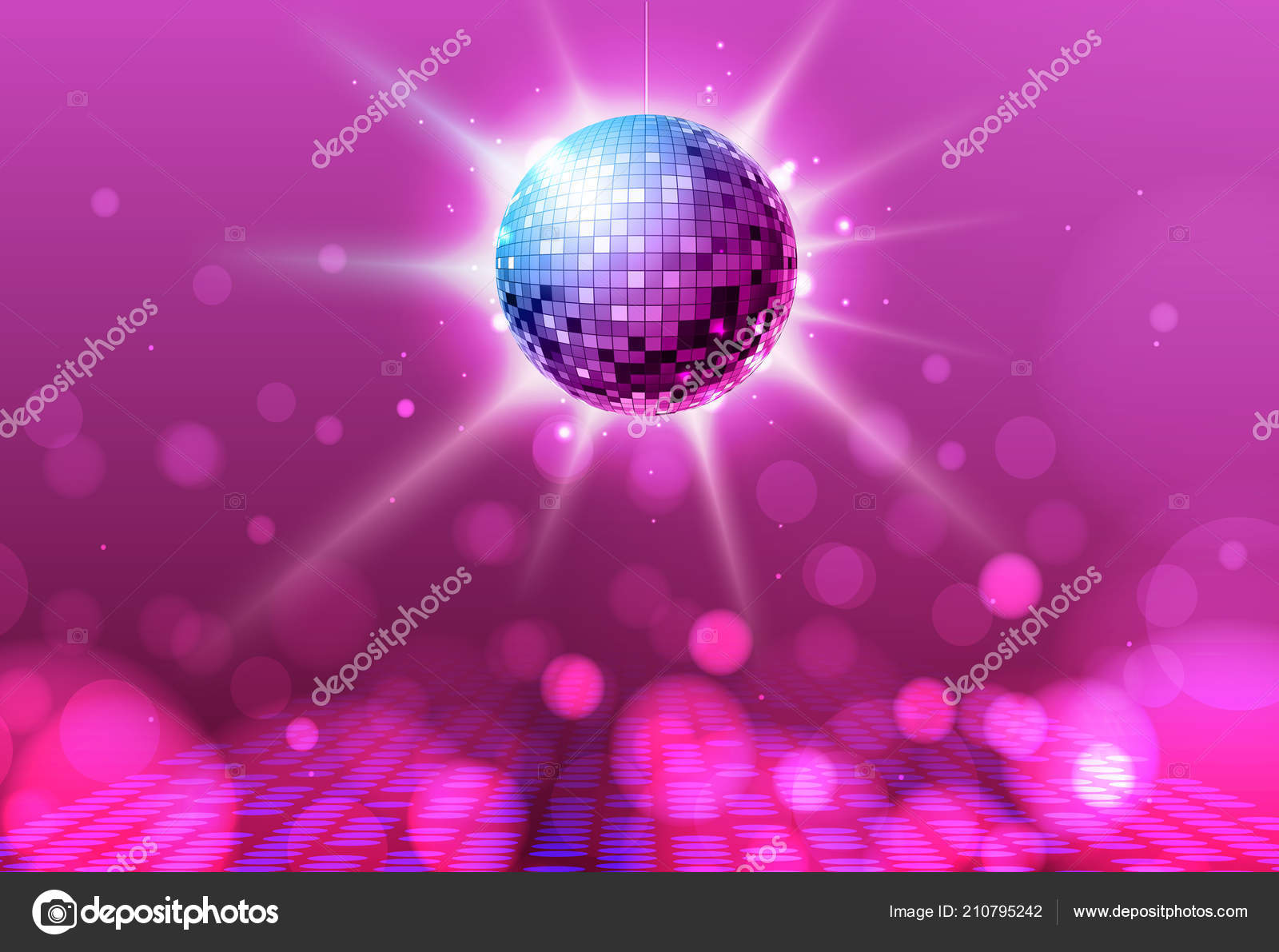 Bola Disco Disco Bola Rosa Fondo Vector de stock #210795242 de ©annbozshko