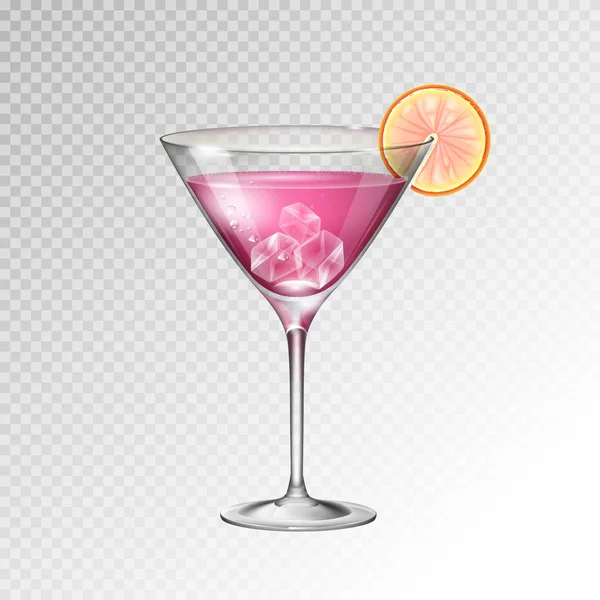 Set Realistic Cocktails Transparent Background Vector Illustration ...