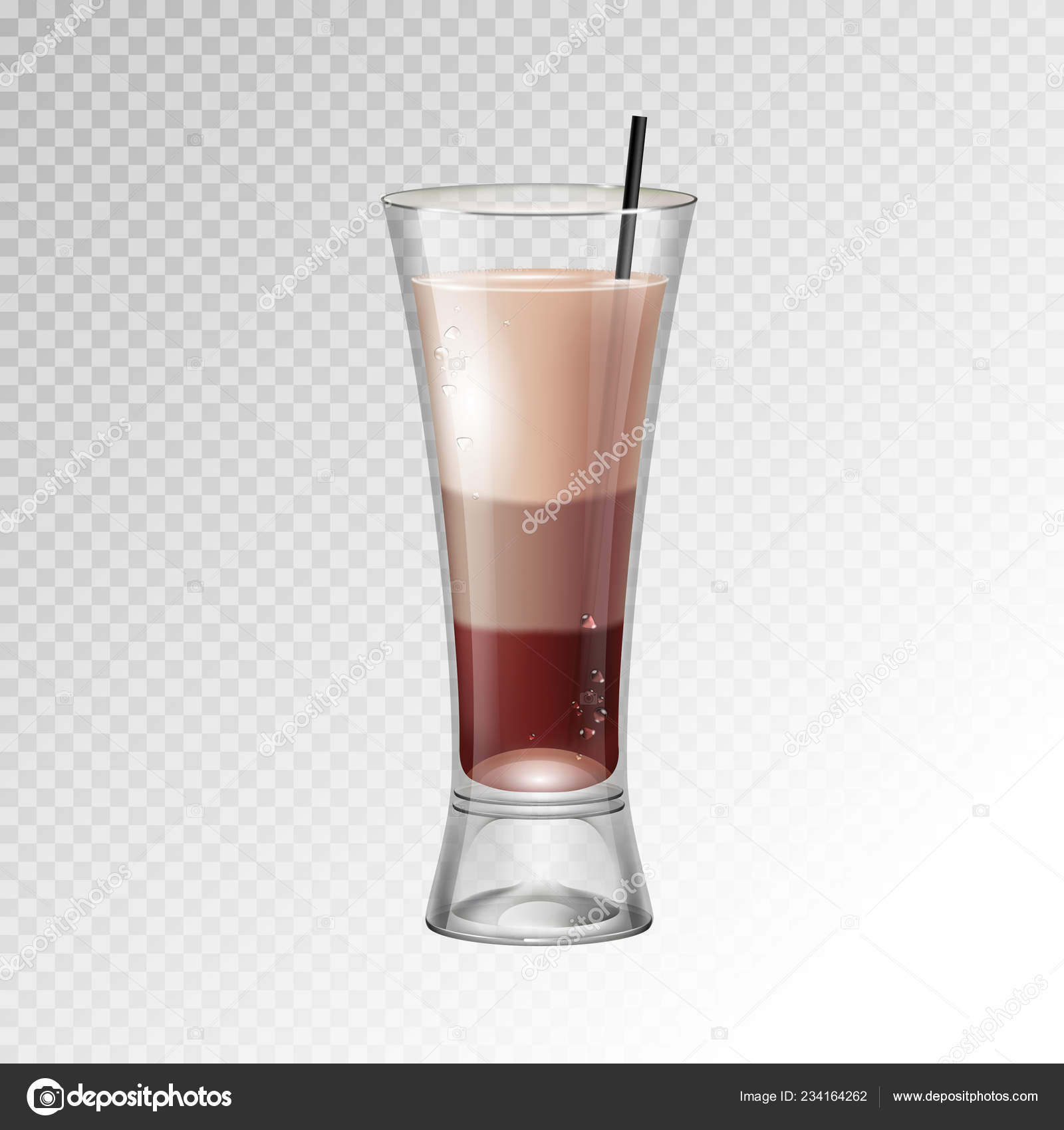 Realistic Cocktail Irish Coffee Glass Vector Illustration Transparent ...