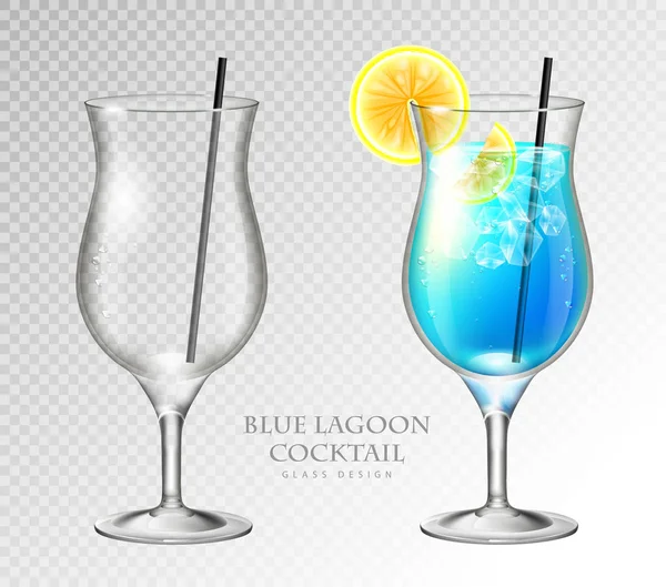 Set Realistic Cocktails Transparent Background Vector Illustration ...