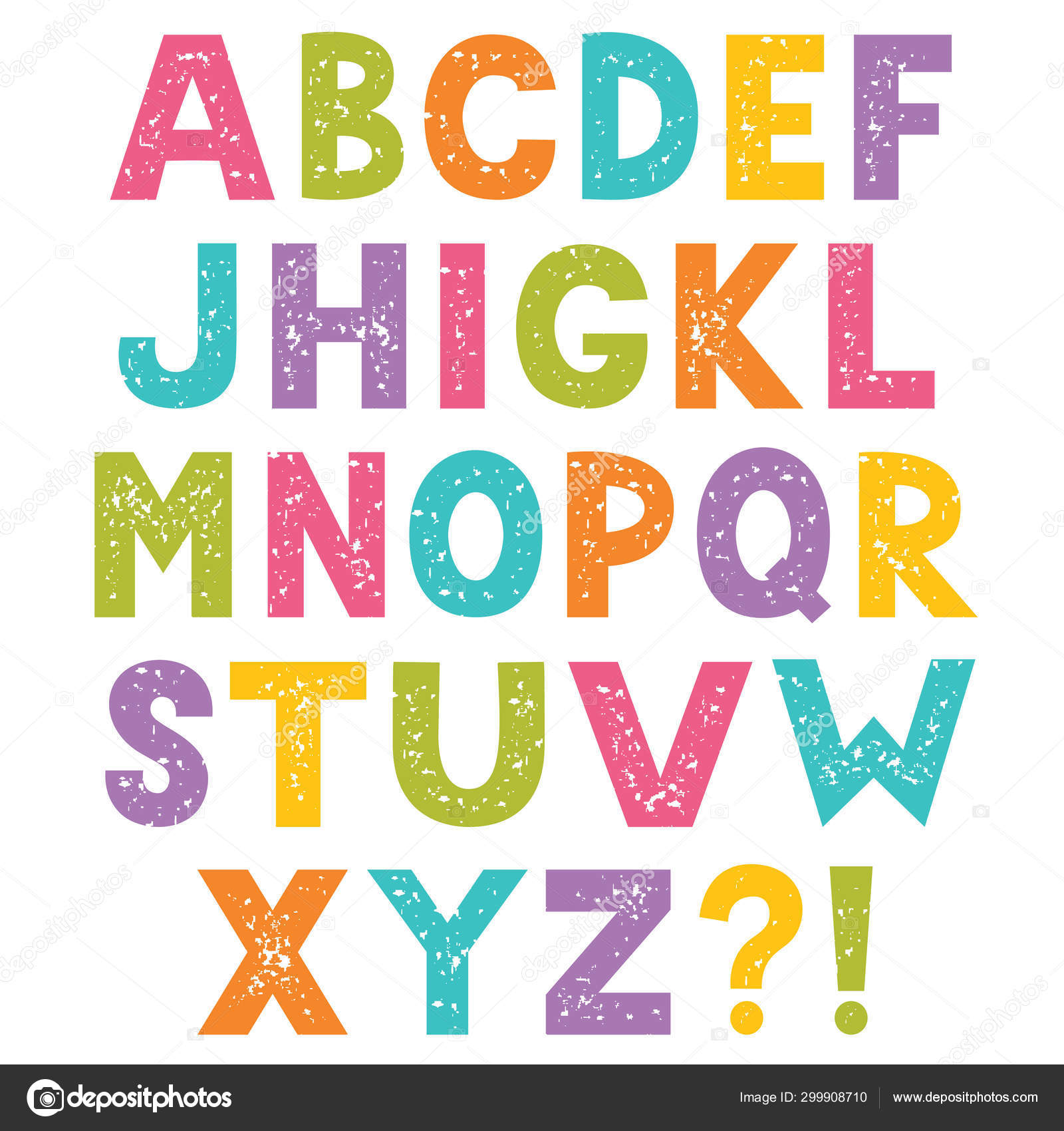 Alfabeto de dibujos animados, letras con textura estampada Vector de ...