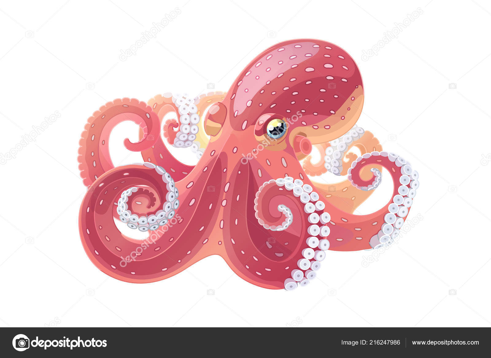 Vector Cartoon Animal Clipart Octopus Sea Life Stock Vector Image by ...