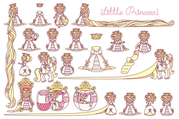 Vector Little Princess Set Line Queen Collection Stock Vector Image by ...