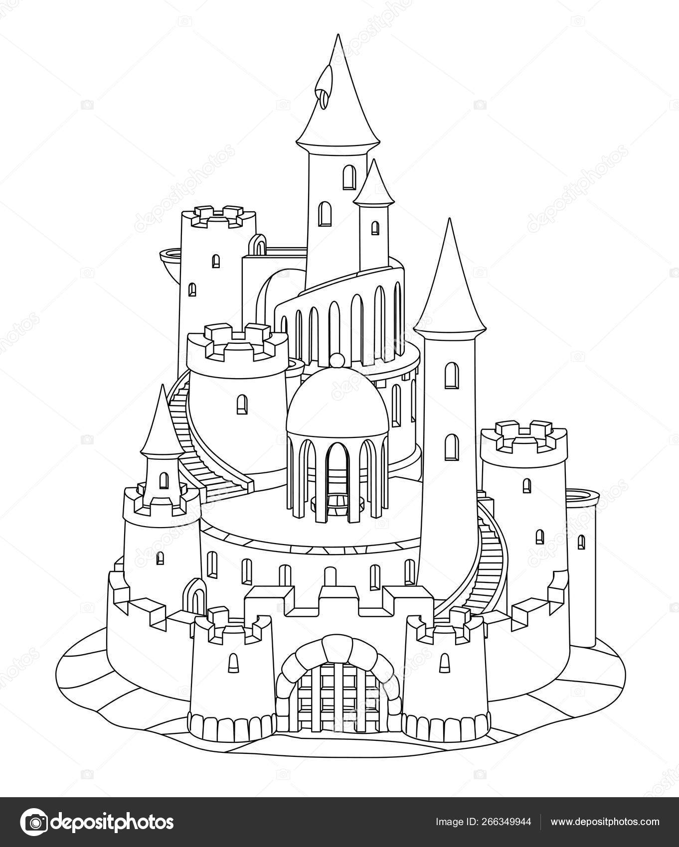 Vector negro, blanco fantasía castillo arena, castillo de arena Vector ...