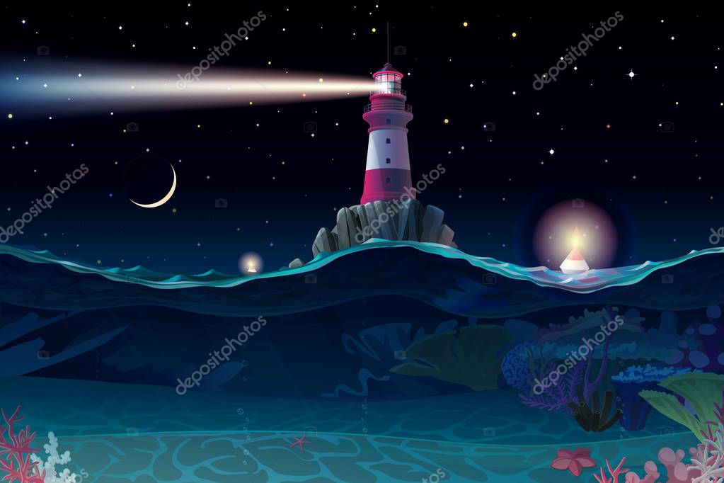 vector de dibujos animados faro mar clipart 2024