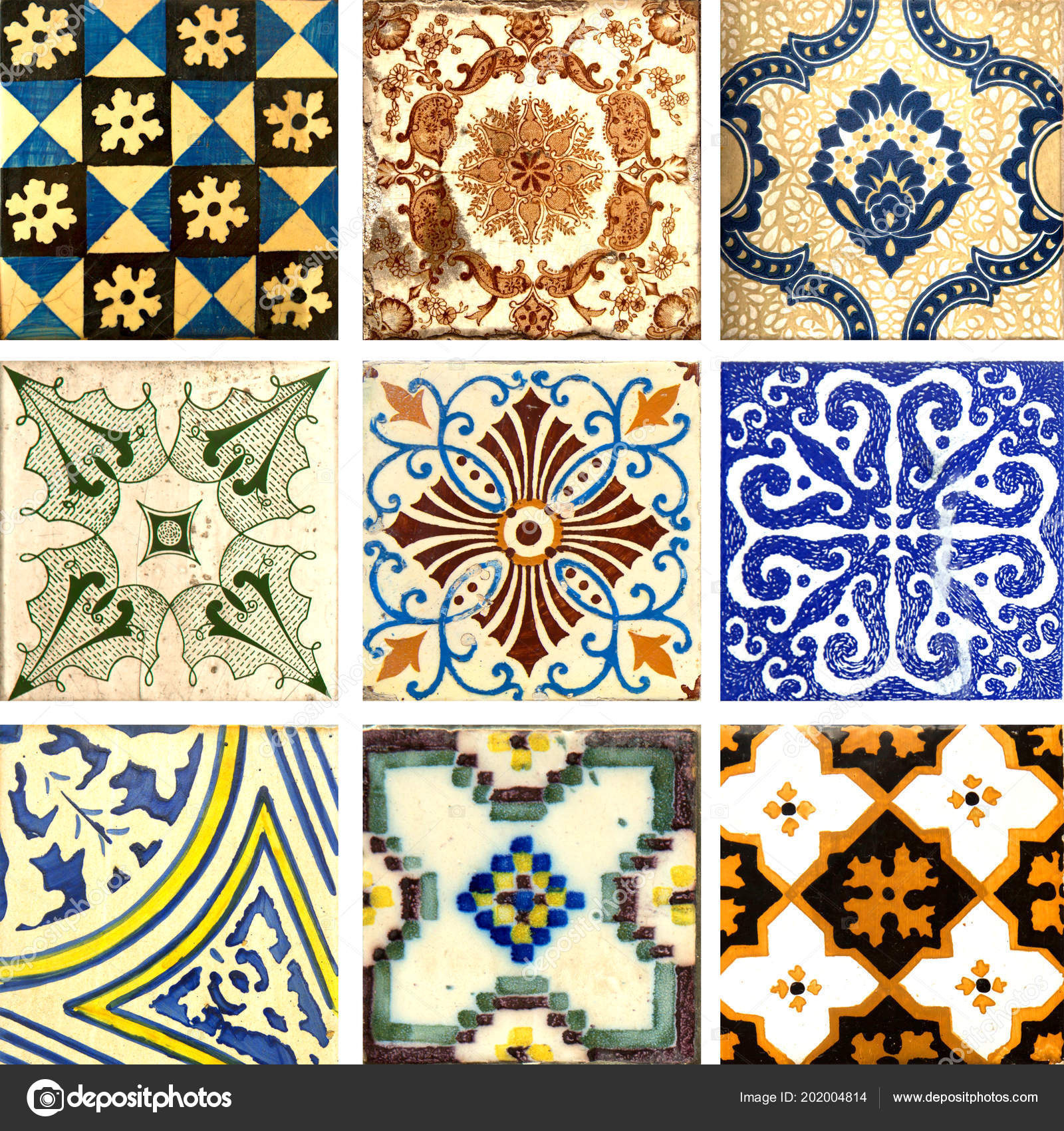 Photograph Traditional Portuguese Tiles Different Patterns Colours ...