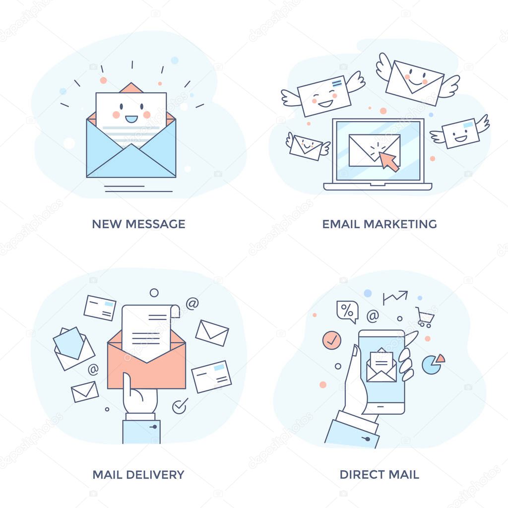 Conjunto de iconos de concepto de email marketing para promoción ...