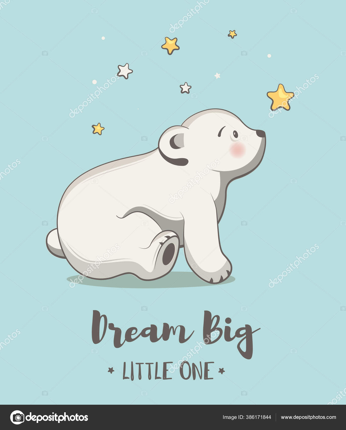Cute Card Little Bear Poster Baby Room Baby Shower Hand Stock Vector ...