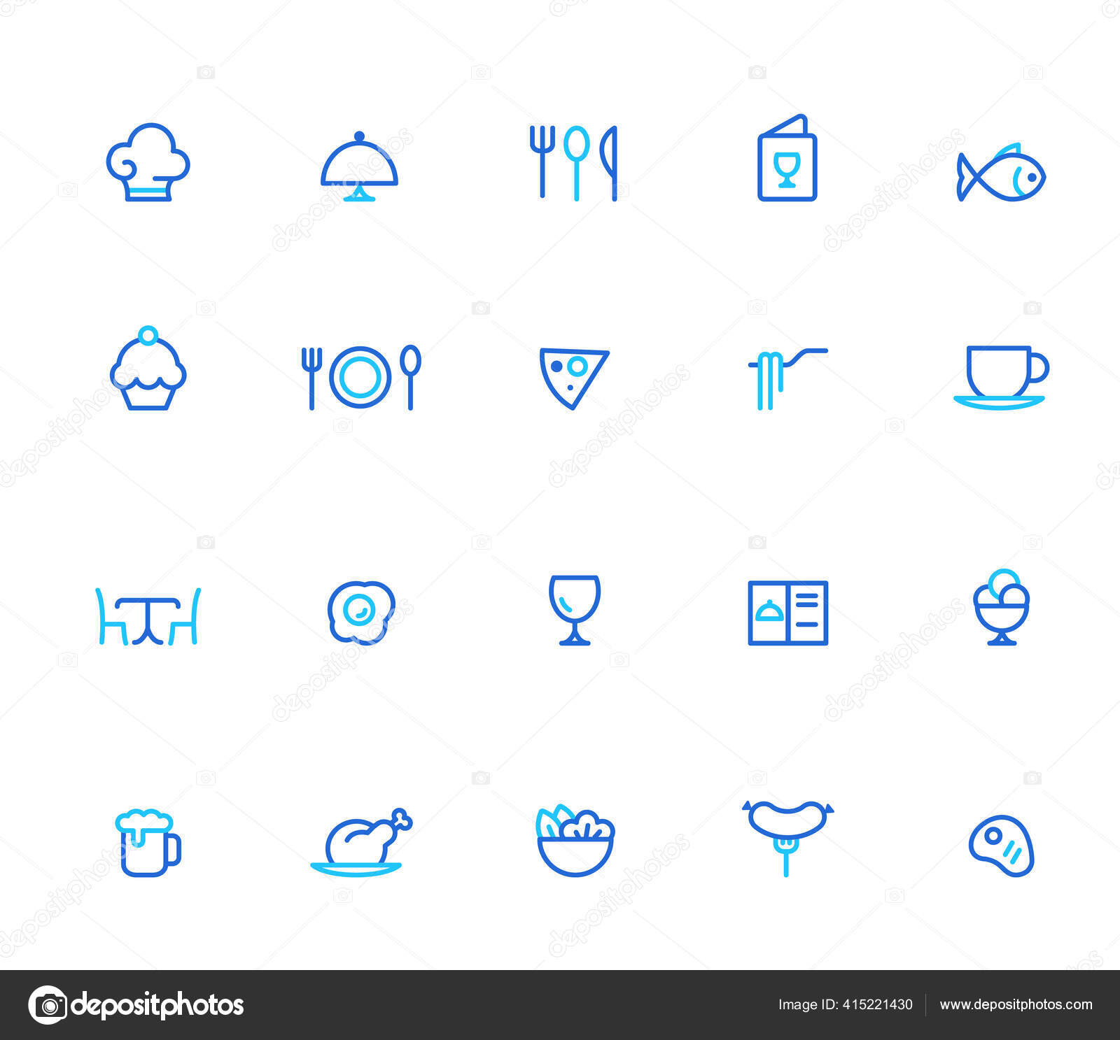 Restaurant Icons Simple Line Set Stock Vector Image by ©colorlife ...