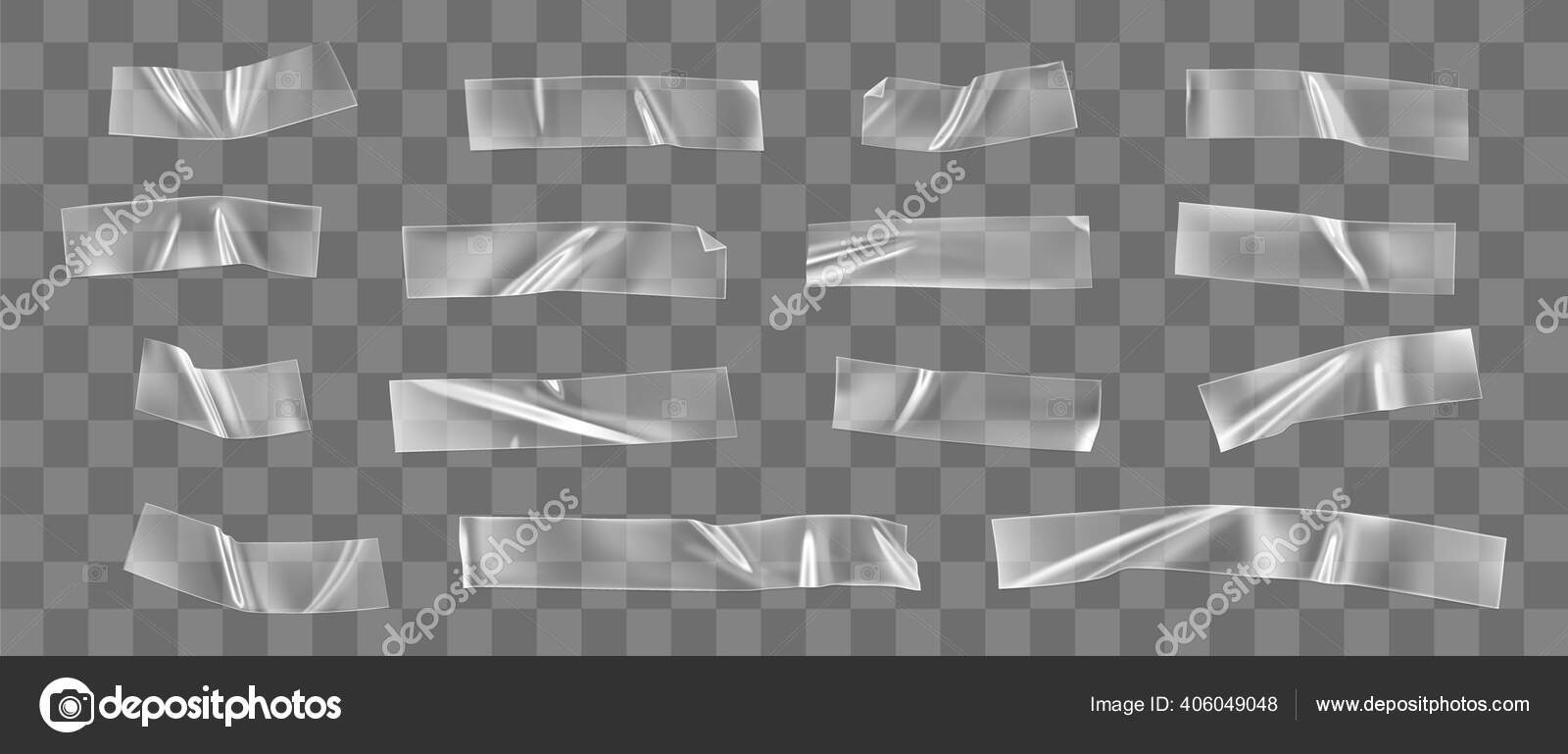 Transparent adhesive plastic tape set isolated on transparent ...