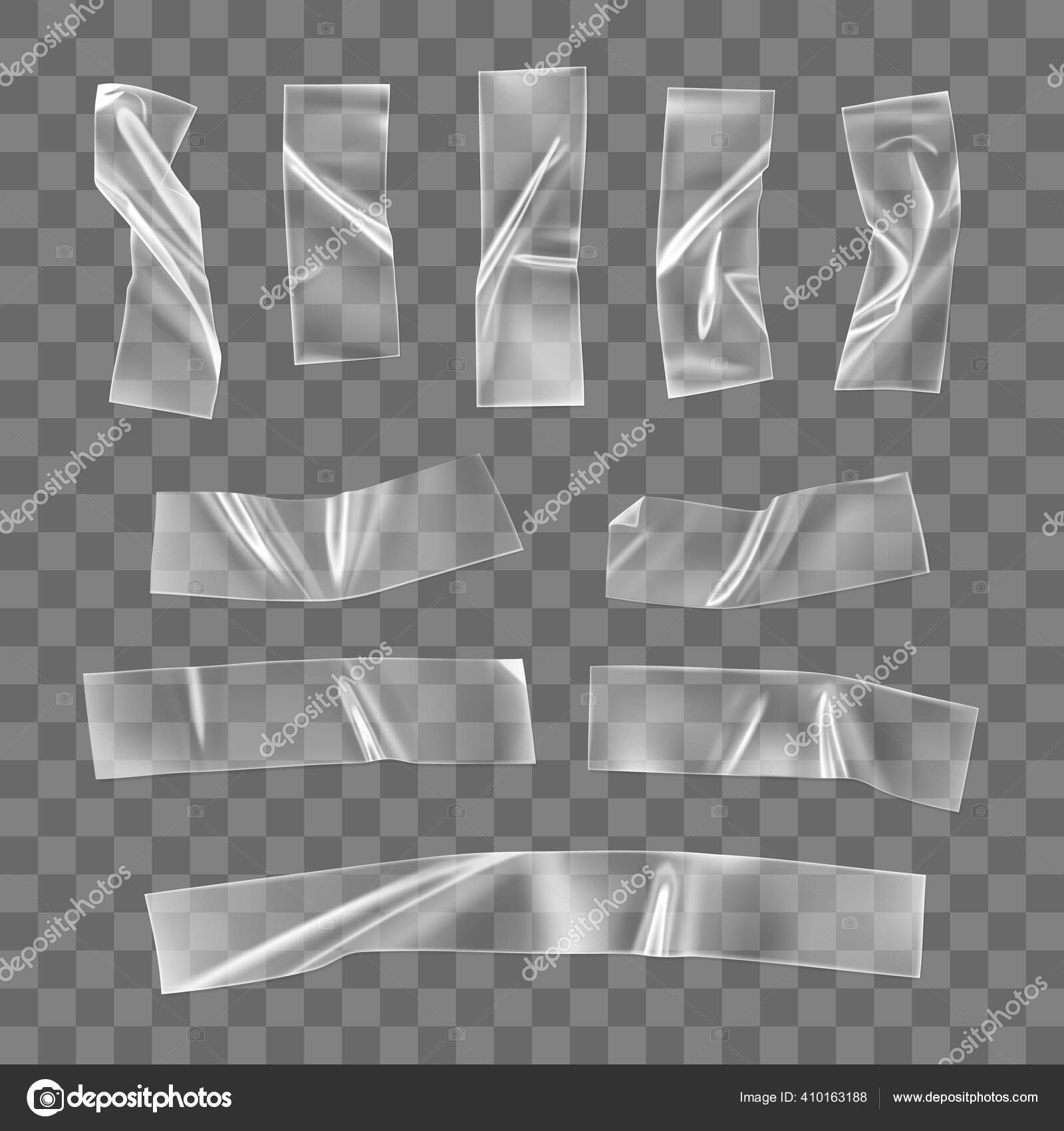 Transparent adhesive plastic tape set isolated on transparent ...