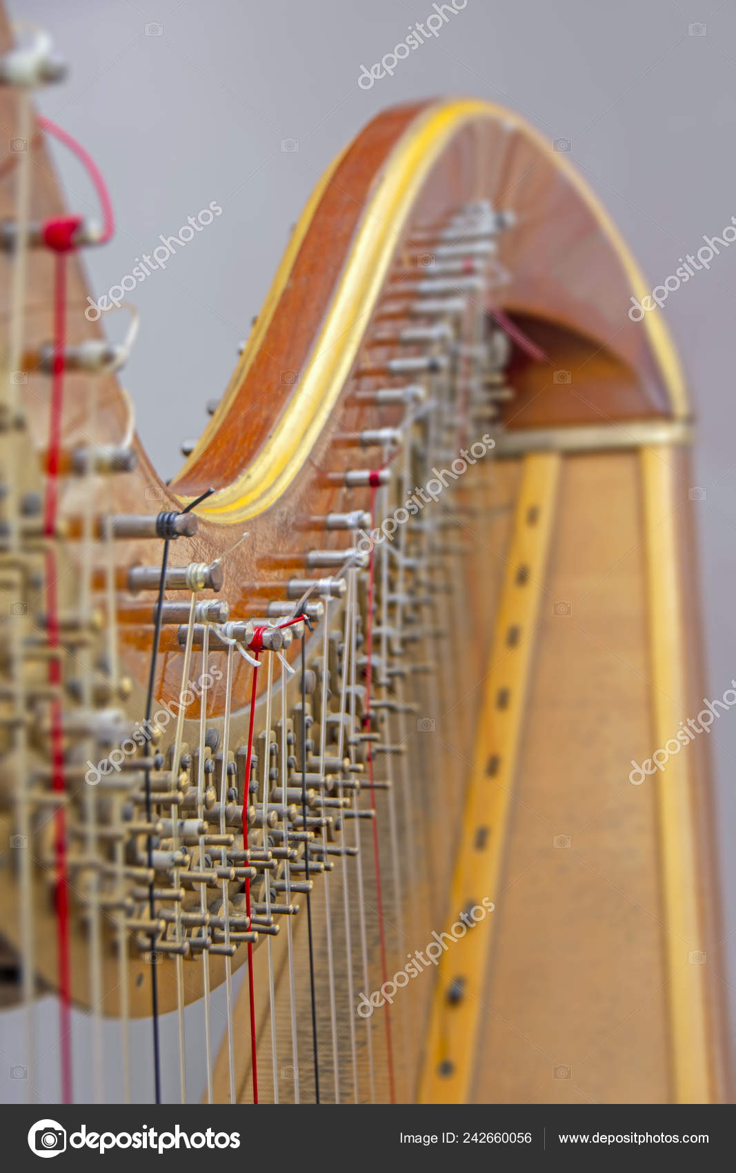 Abstract Blurred Close View Details Wooden Harp Original Background ...