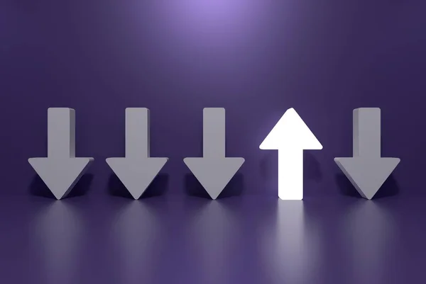 Stand out from the crowd and different concept , One glowing light up ...