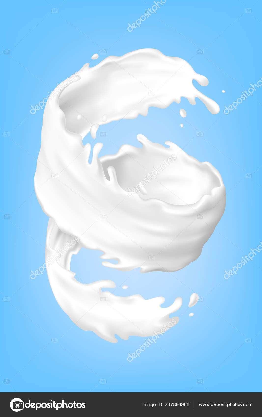 Big milk splash and pouring vector realistic illustration isolated on ...