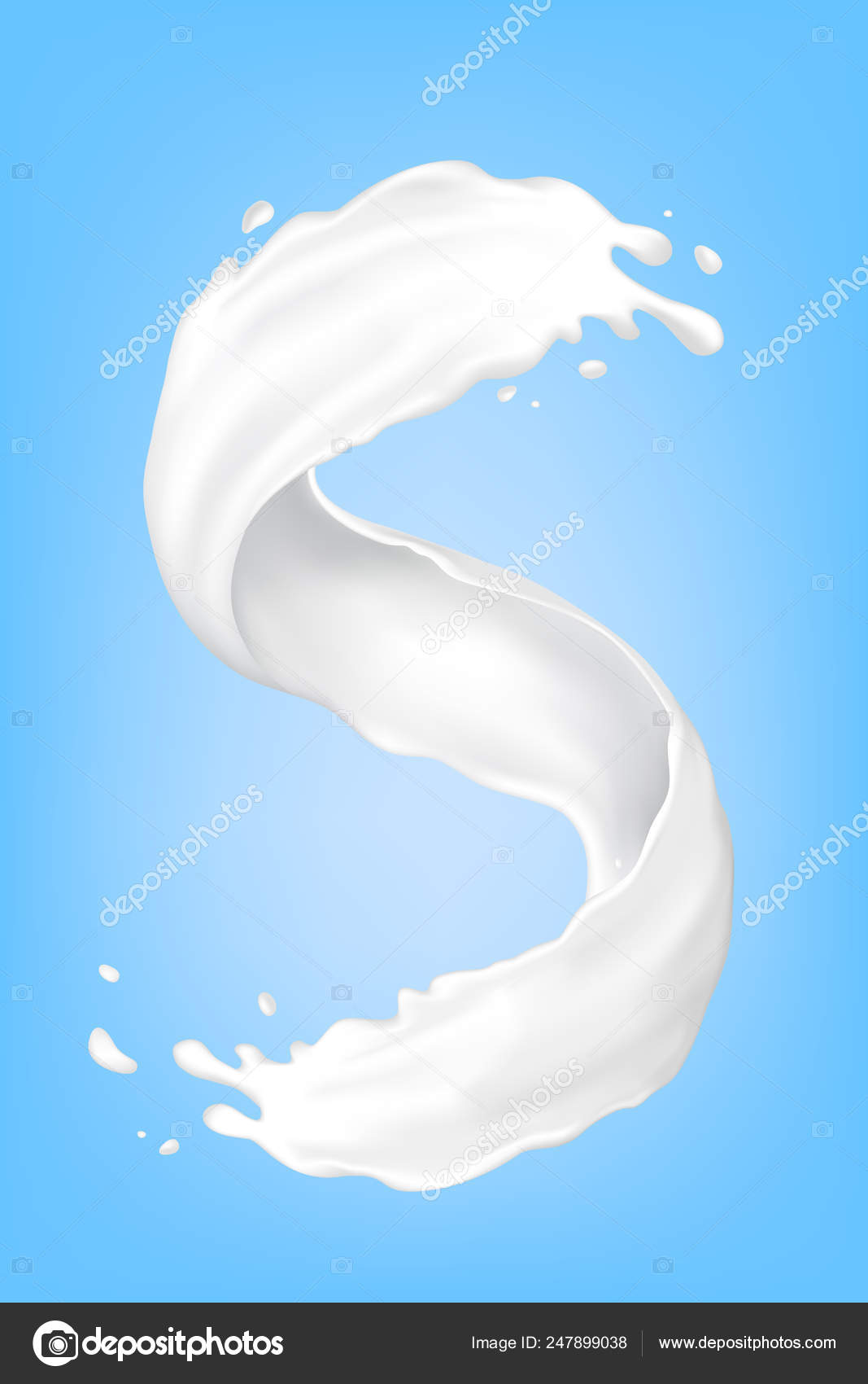 Big milk splash and pouring vector realistic illustration isolated on ...