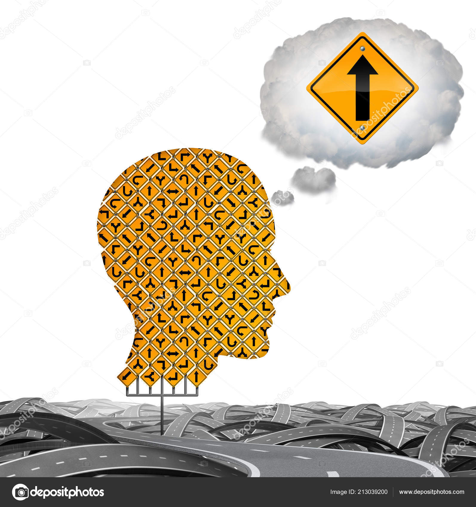 Direction Thinking Planning Pathway Solution Group Signs Shaped Head ...