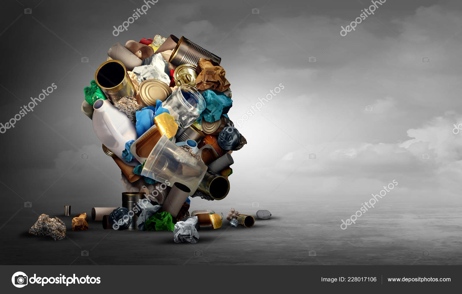 Concept Recycling Recycle Idea Garbage Waste Shaped Human Head Made ...
