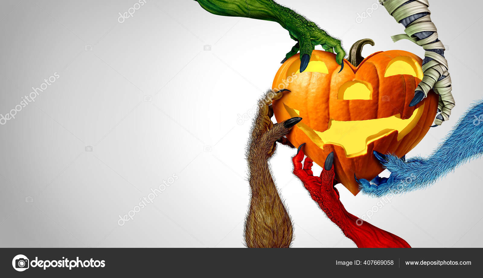 Halloween Spooky Halloween Monster Hands Holding Pumpkin Heart Zombie ...