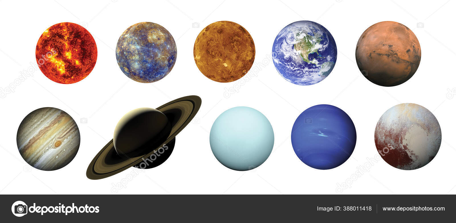 Planets Solar System White Background