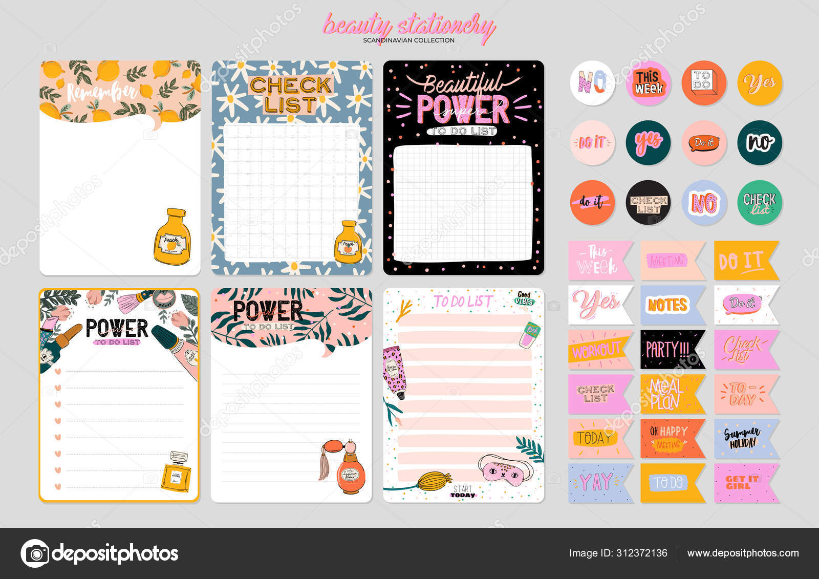 Collection Weekly Daily Planner Note Paper List Stickers Templates ...