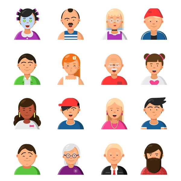 People avatars collection. Simple flat cartoon style. Male and female ...