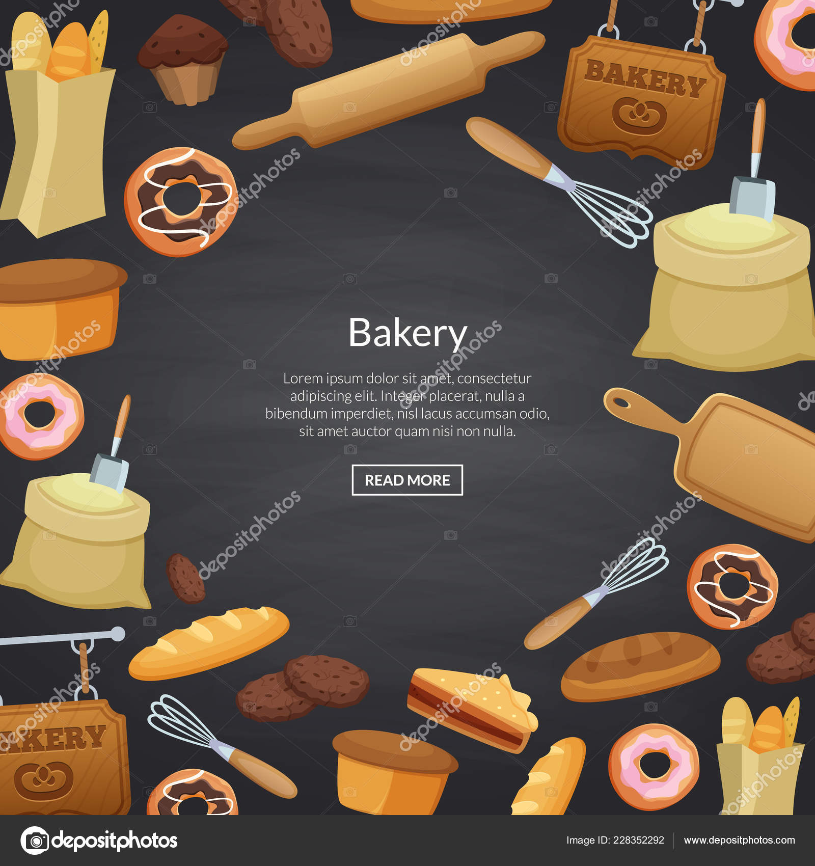 Vector cartoon bakery background illustration place for text Stock ...