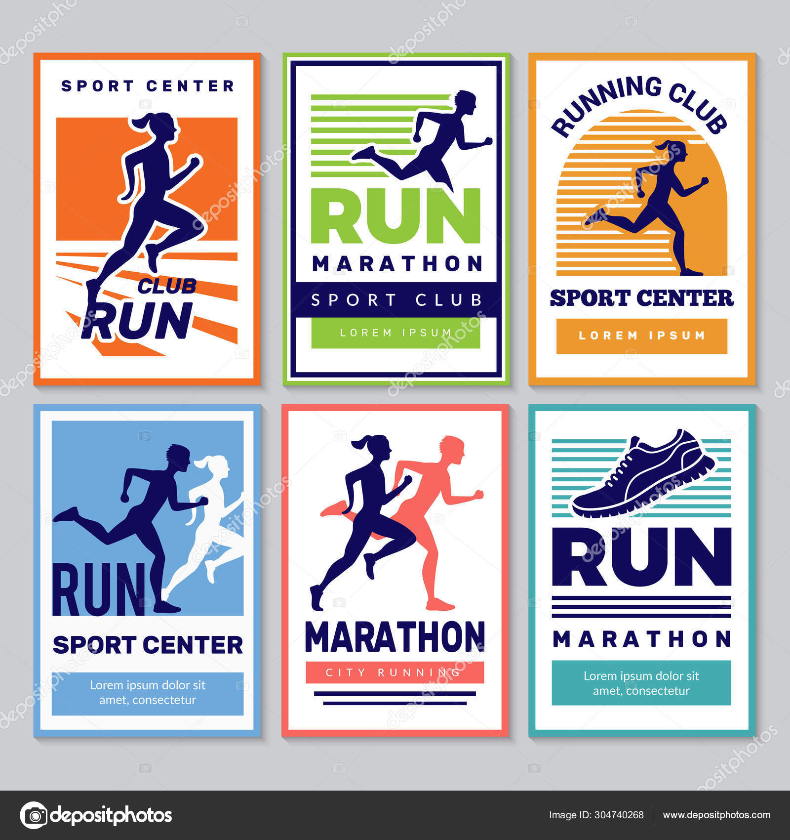 Running club poster. Marathon winners sportsmen athletes fitness for ...
