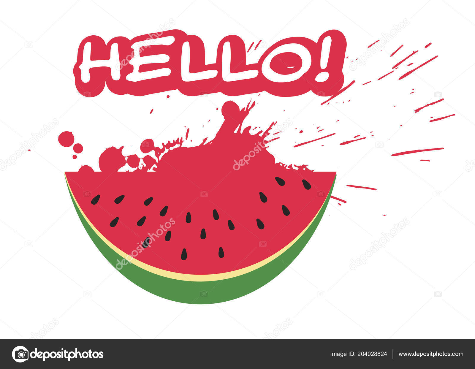 Watermelon Slice Inscription Hello Trendy Flat Style Isolated White ...