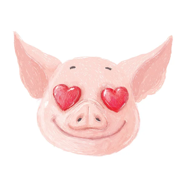 Adorable Pig Character Surprised Cute Little Piglet Face Isolated White ...