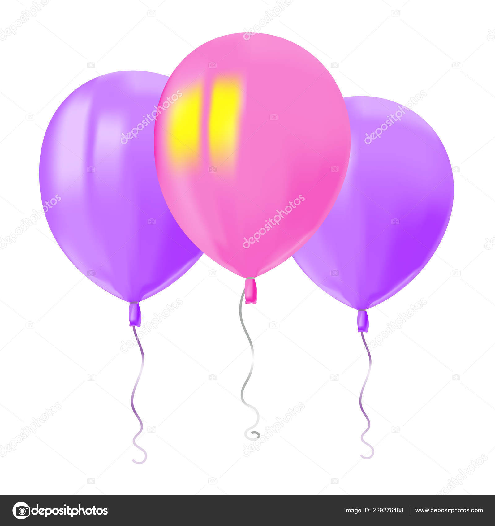 Three Air Flying Balloons Isolated White Background Festive Decor ...