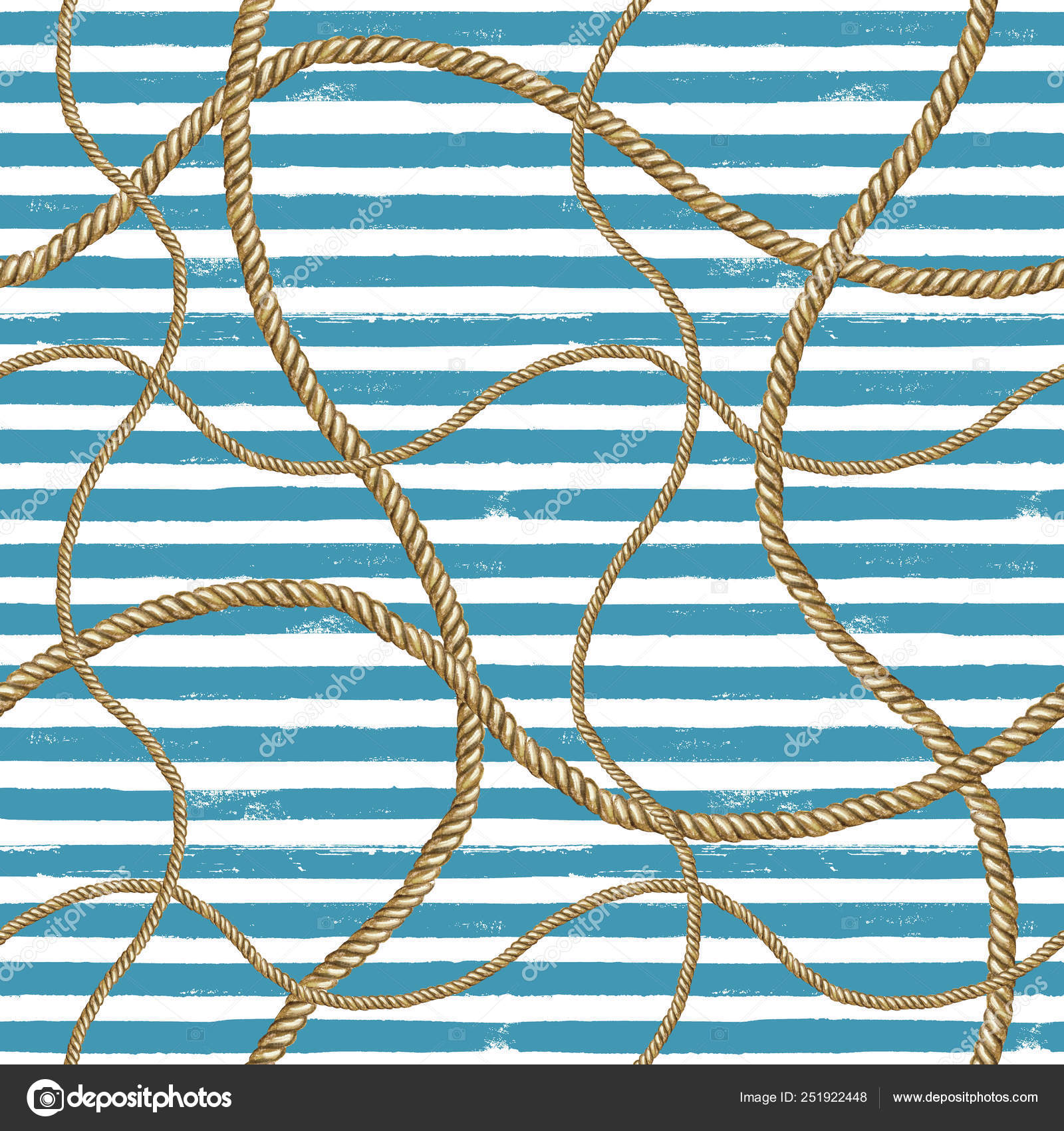 Seamless pattern sea nautical illustration. Watercolor hand drawn ...