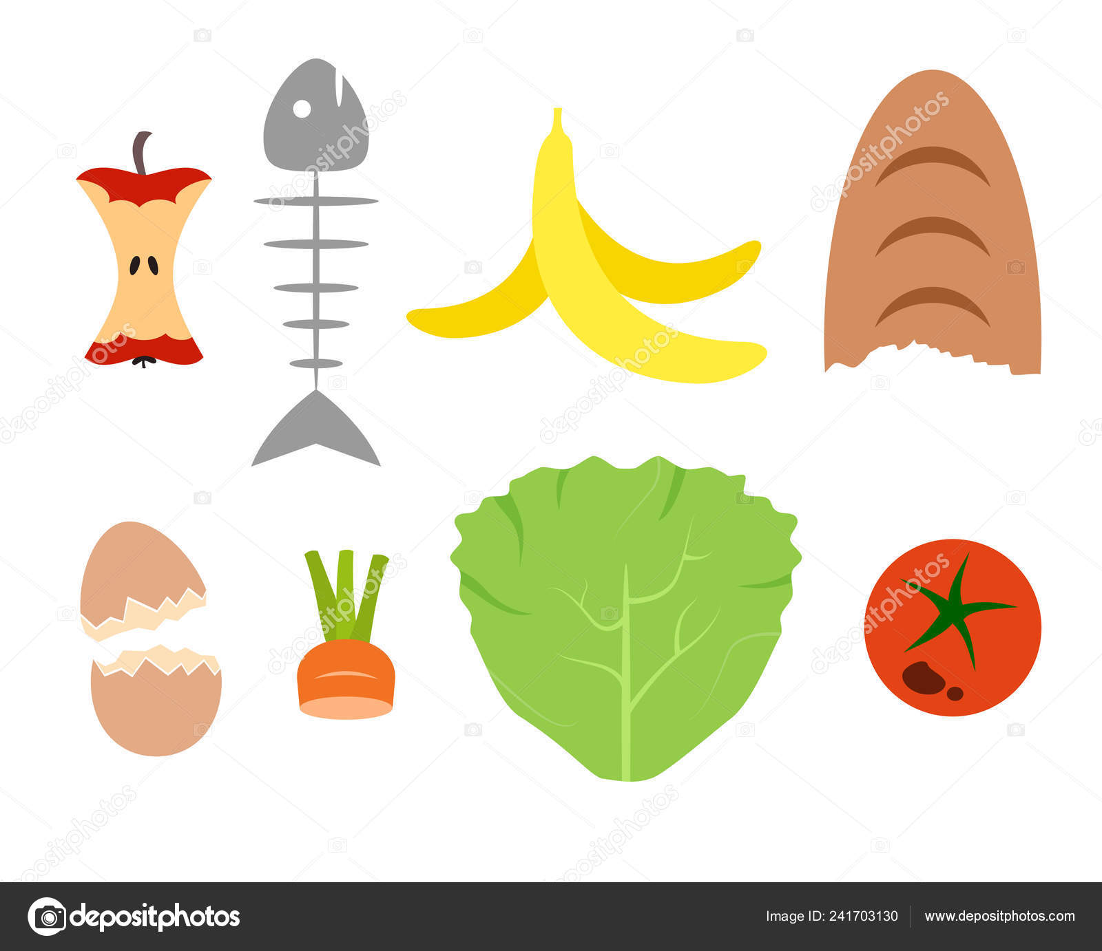 Food Remains Recycling Organic Waste Eaten Apple Banana Peel Egg Stock ...