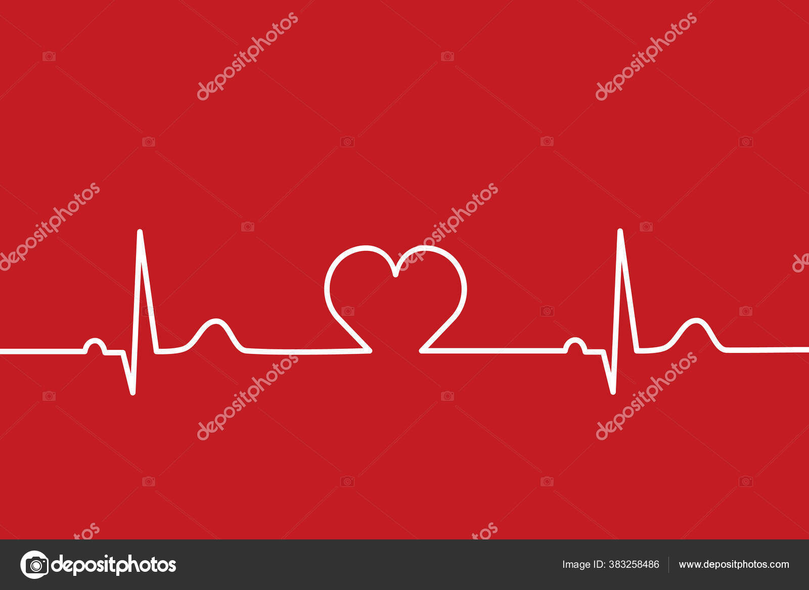 Heartbeat Line Heart Middle Normal Electrocardiogram Ekg Ecg Pulse Rate ...