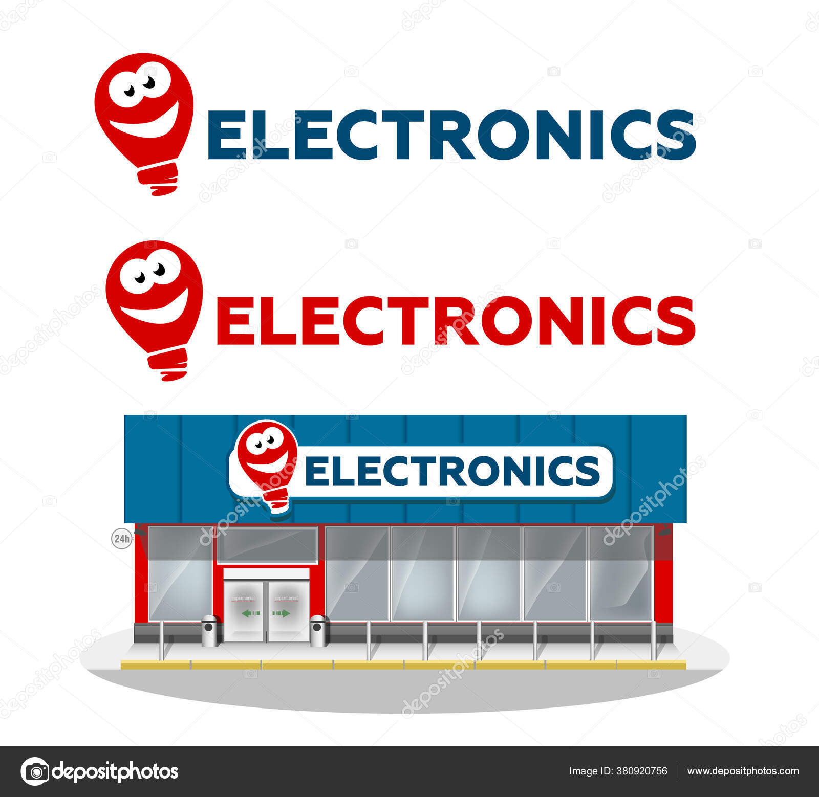 Vector Illustration Facade Electronics Store Building Flat Style Vector ...