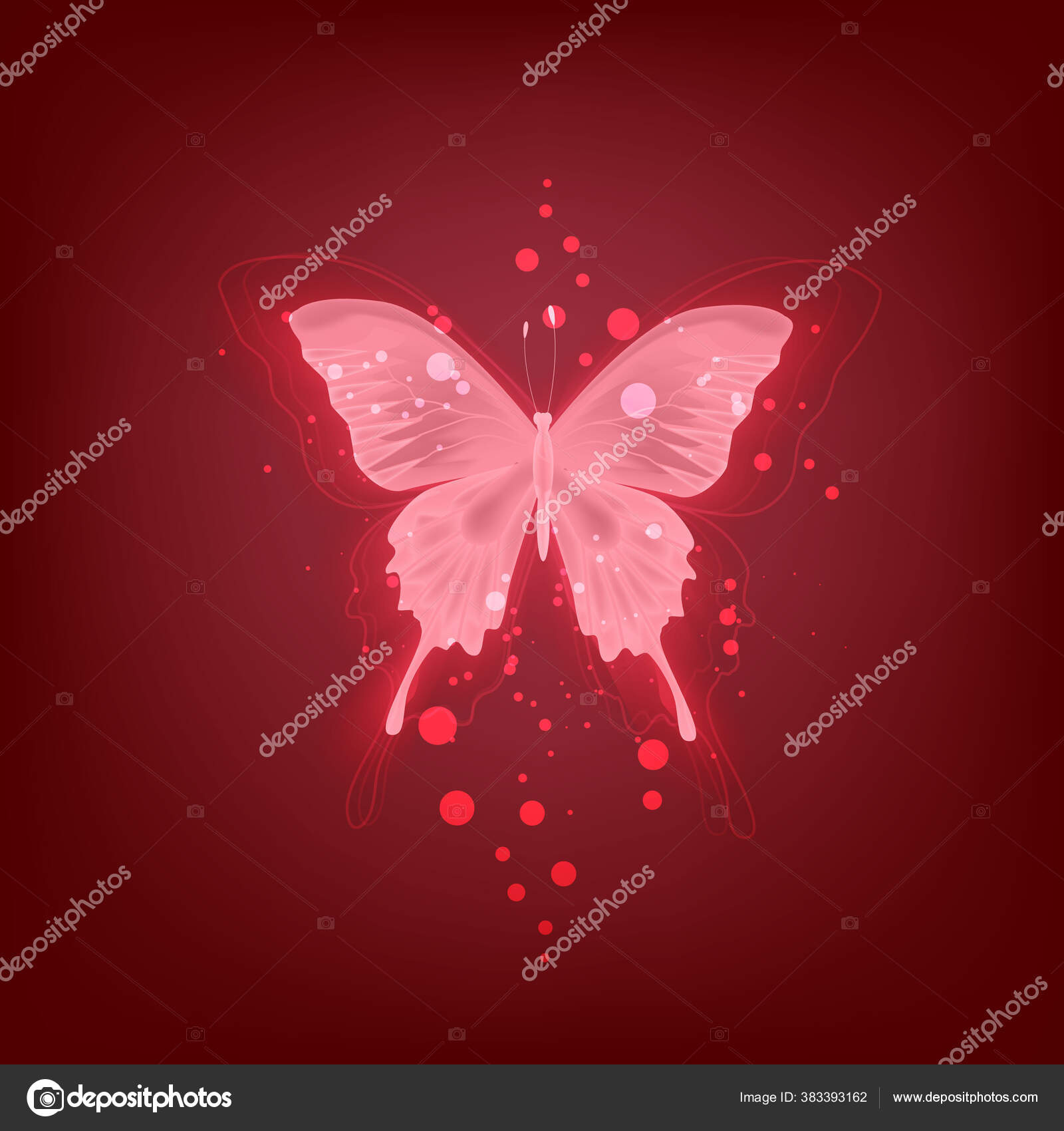 Neon Red Butterfly Neon Red Super Butterfly Isolated Glowing Butterfly