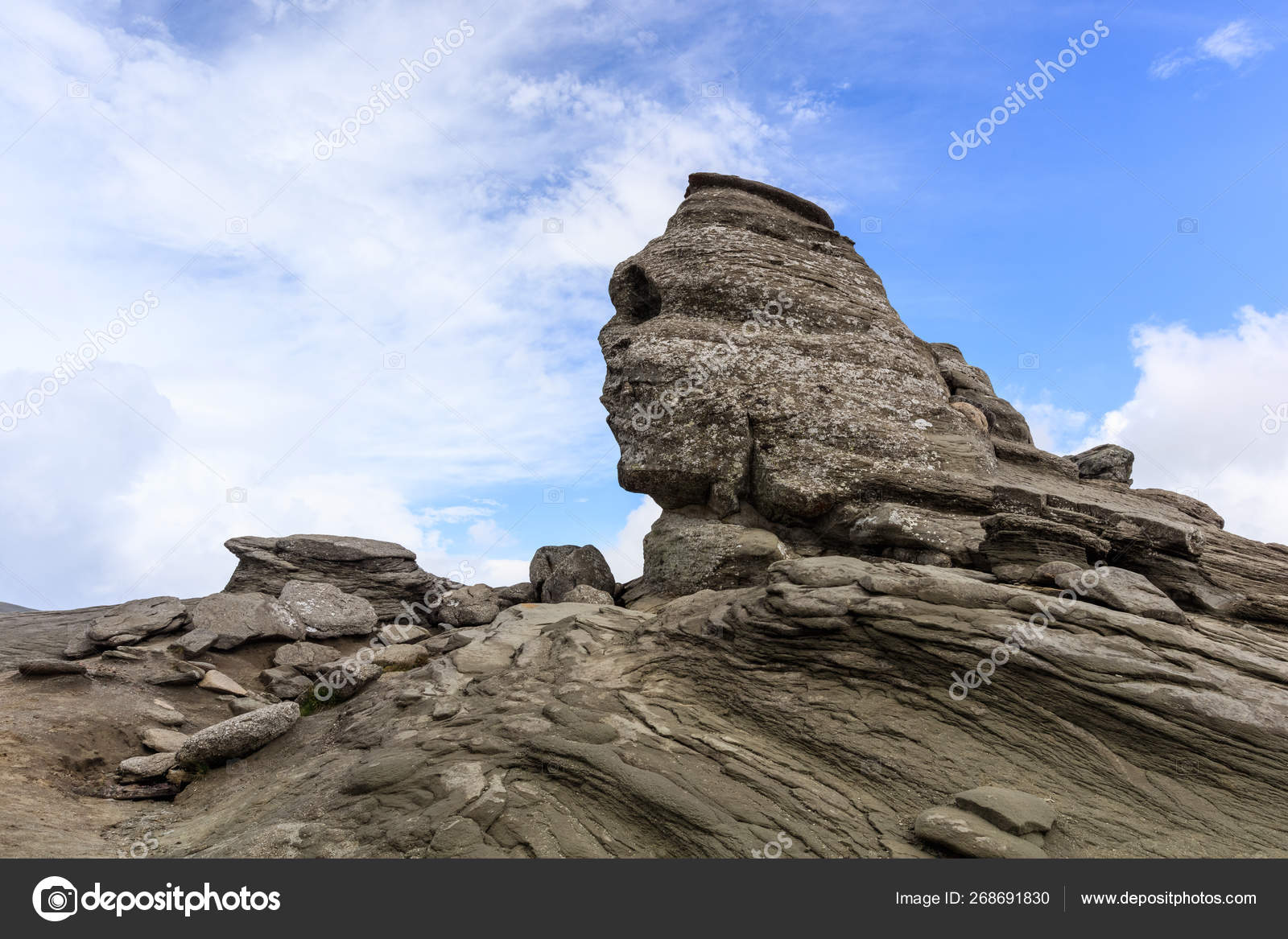 Sphinx rock in Bucegi Mountains Carpathians Romania Stock Photo by ...