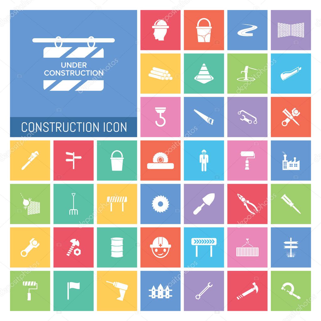 Icono de construcci n Set. Icono de construcci n muy til Conjunto Ilustraci n simple. Iconos ...