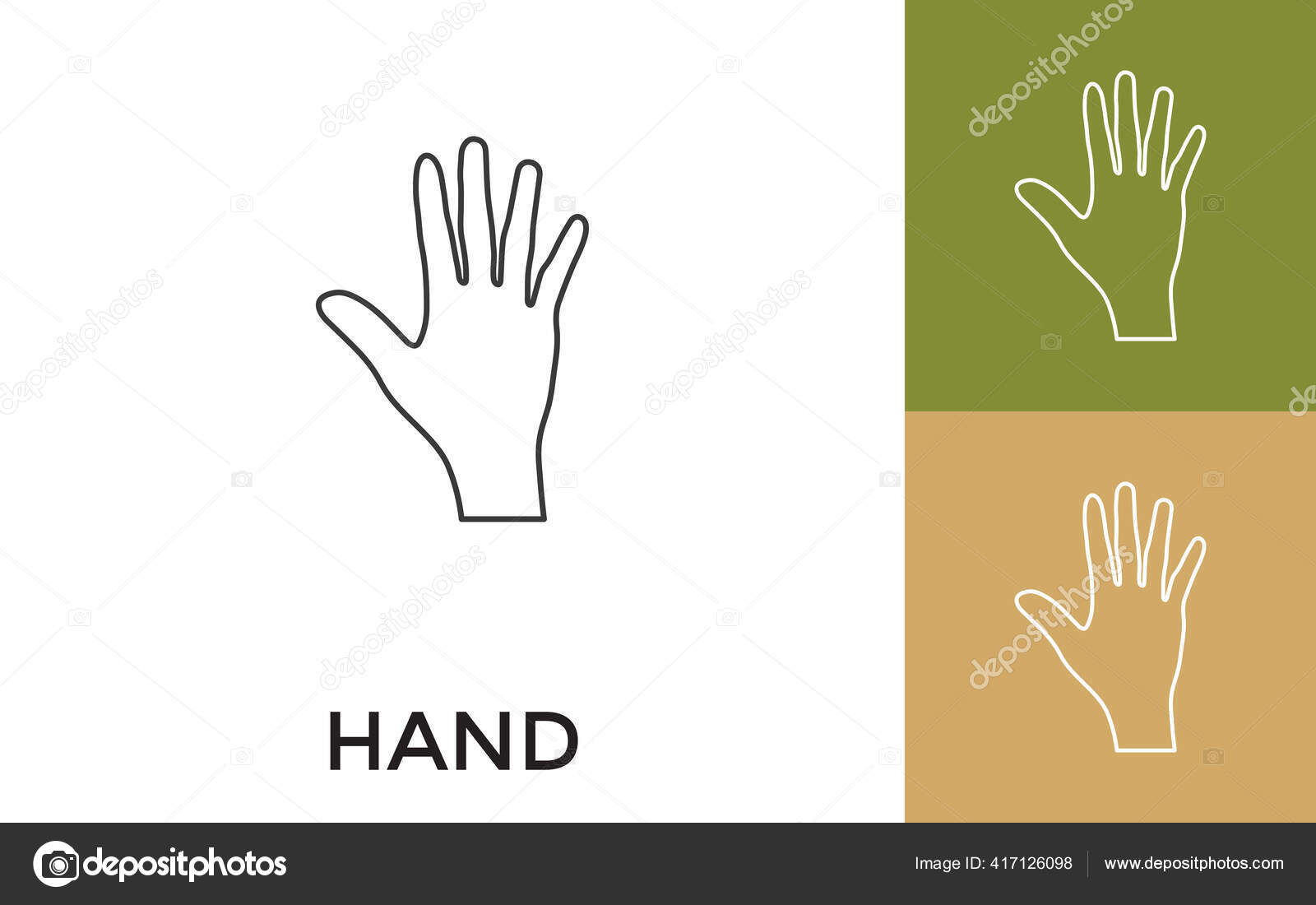 Editable Human Hand Thin Line Icon Title Useful Mobile Application ...