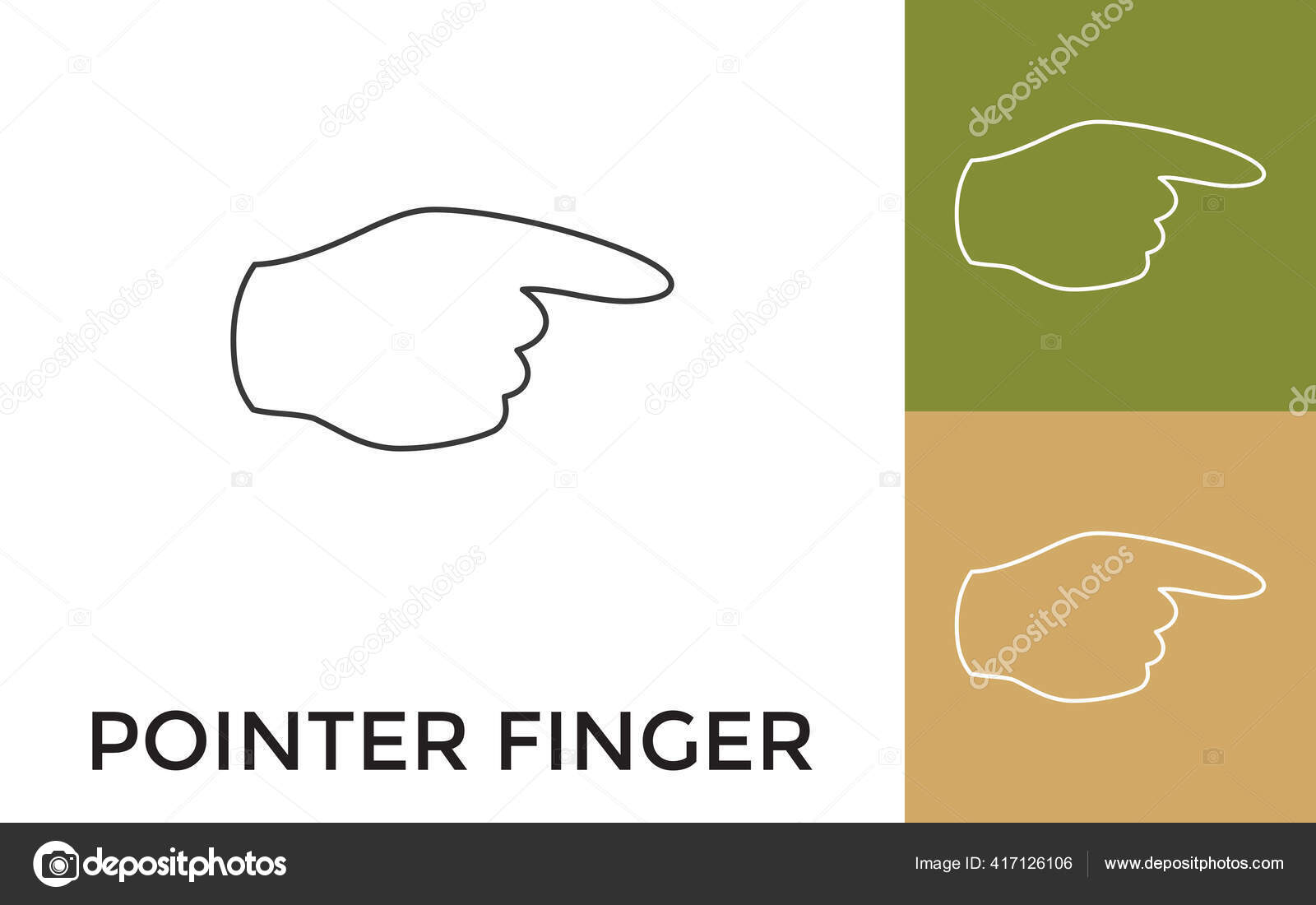 Editable Pointing Finger Thin Line Icon Title Useful Mobile Application ...