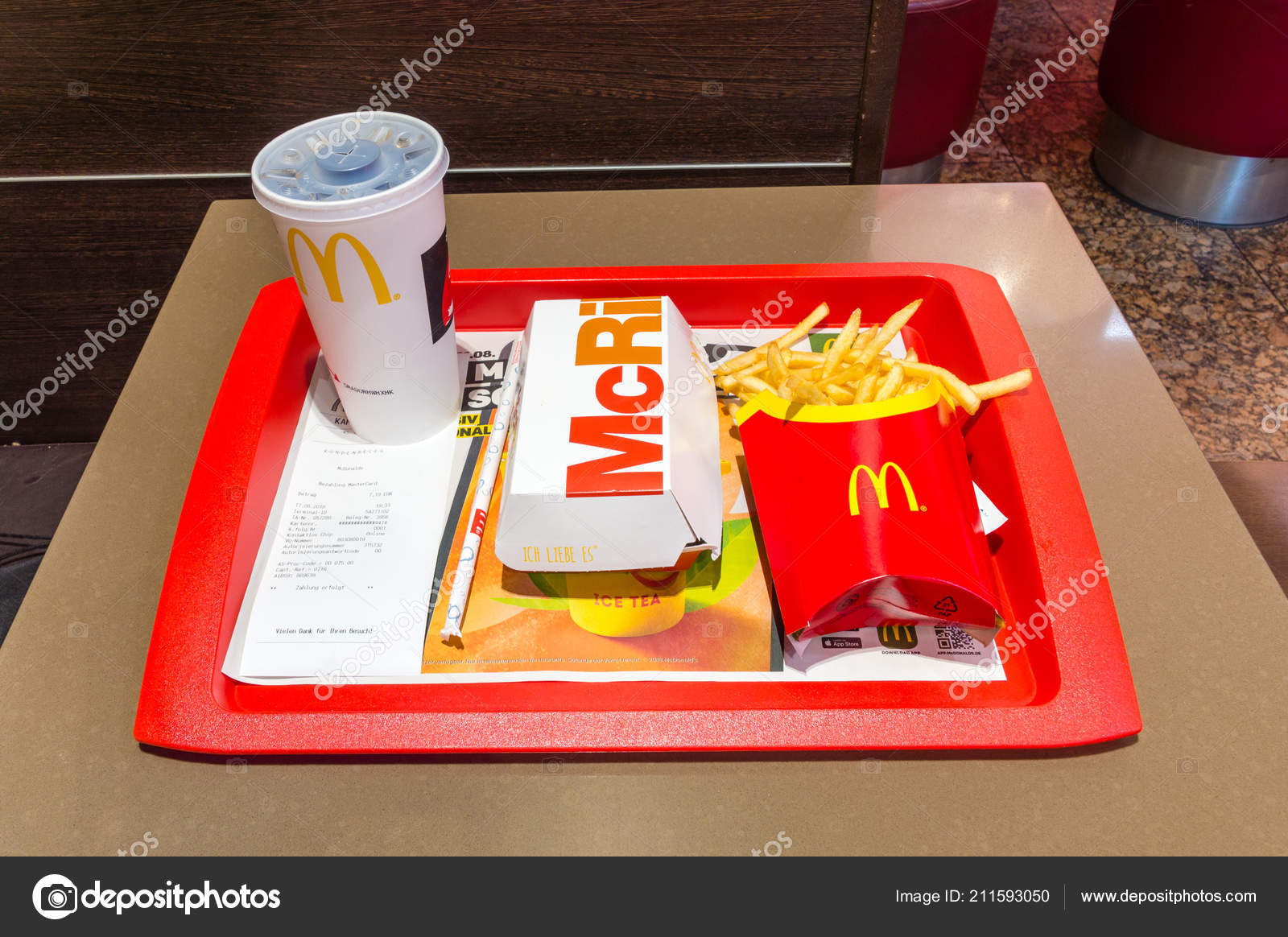 Berlin Germany August 2018 Mcdonald Mcrib Menu French Fries Coca ...