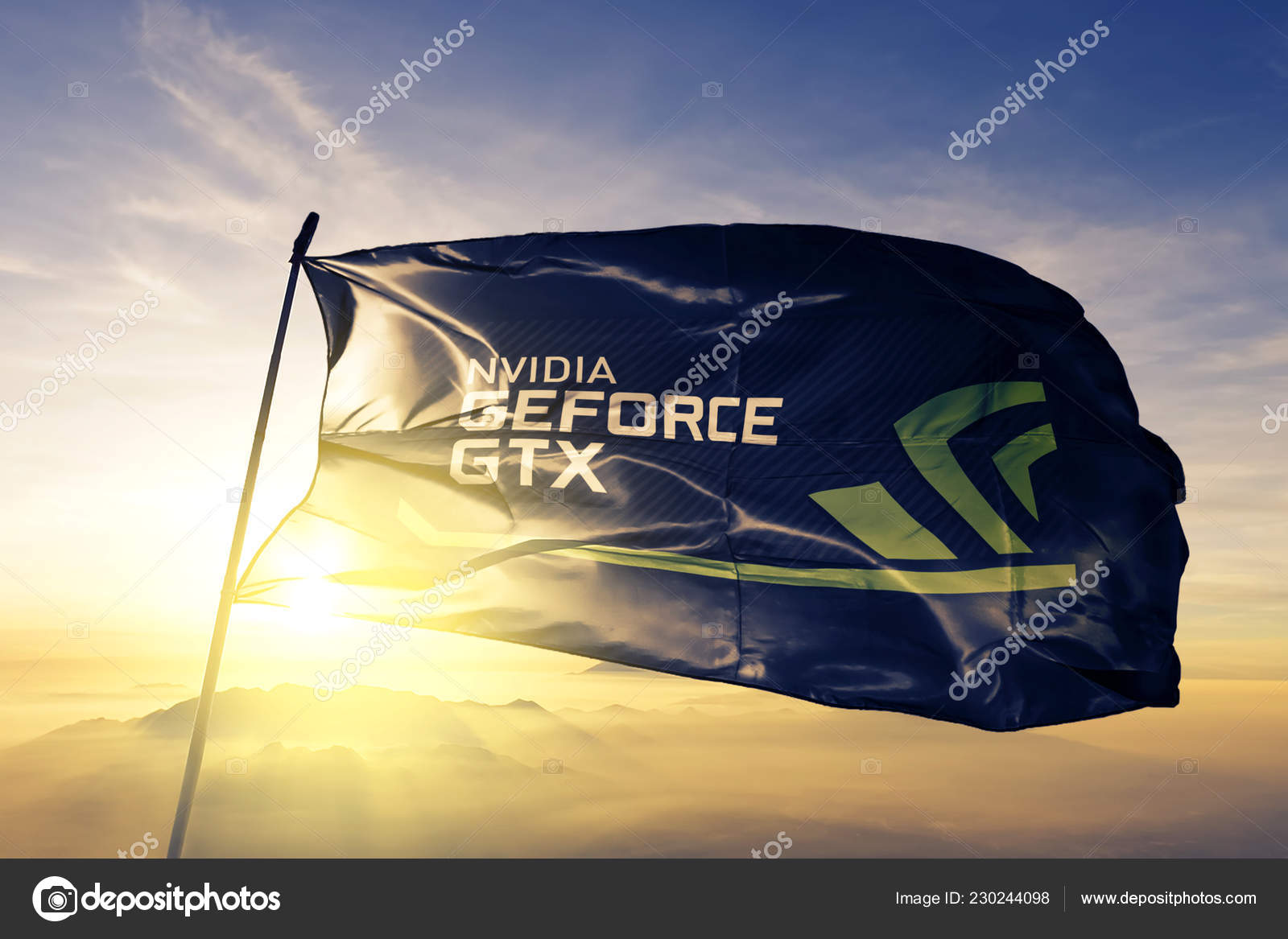 Nvidia Geforce Gtx Logo Negro Fondo Bandera Tela Tela Ondeando — Foto ...